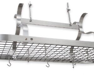 Enclume Premier Scroll Arm Oval Ceiling Pot Rack, Stainless Steel