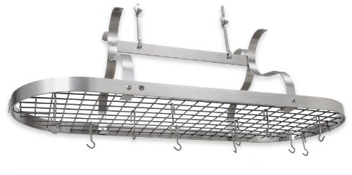 Enclume Premier Scroll Arm Oval Ceiling Pot Rack, Stainless Steel