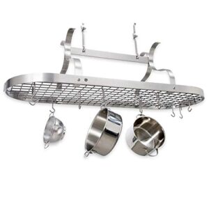 Enclume Premier Scroll Arm Oval Ceiling Pot Rack, Stainless Steel