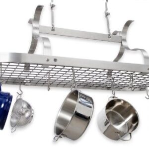 Enclume Premier Scroll Arm Oval Ceiling Pot Rack, Stainless Steel