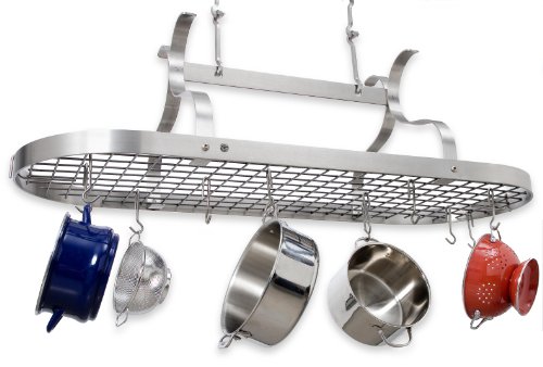 Enclume Premier Scroll Arm Oval Ceiling Pot Rack, Stainless Steel