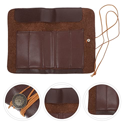 OUNONA 1PC Leather Chef Knife Roll Bag Holds,Utensil Holder Storage Bag Pockets Durable Knife Carrier Knife Roll Pouch Organizer