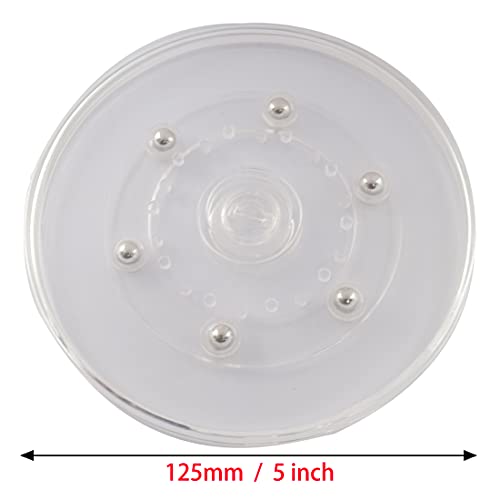 MARRTEUM 1 Pack Acrylic Lazy Susans Turntable 5 Inch Swivel Stand Round Rotating Trays with Steel Ball Bearings for Spice Organizer, Cake Decorating and Other Storage Items