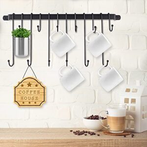 Coffee Cup Holder Wall Mounted - Coffee Cup Rack Mug Hooks (23” / 12 Hooks) in Kitchen Counter or Coffee Bar Station for Mug Display, Storage or Collections, Kitchen Utensils Hanger - Easy to Install