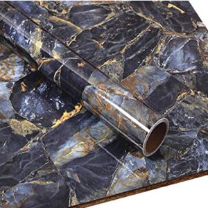 REDODECO Sapphire Marble Peel Stick Vinyl Kitchen Countertop Sticker Funitures Desk Table Covering Wrap Film,16inch by 78inch