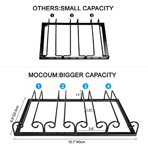 MOCOUM Under Cabinet Wine Glass Rack Stemware Rack, Wine Glasses Hanger Rack Wire Wine Glass Holder Storage Hanger for Cabinet Kitchen Bar (Black, 4 Rows 1 Pack)