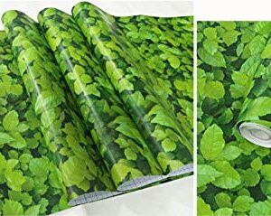 Yija Green Leaf Self-Adhesive Decorative Vinyl Shelf Liner Living Room Wall Sticker 17.7inch by 98inch