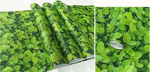 Yija Green Leaf Self-Adhesive Decorative Vinyl Shelf Liner Living Room Wall Sticker 17.7inch by 98inch