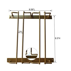 GOLASON Gold Stemware Rack, Wine Glass Holder Under Cabinet, Hanging Stemware Holder For Bar Kitchen (Gold, 2 Rows)