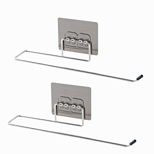 Akingshop Paper Towel Holders, Paper Towel Holder Under Cabinet, Adhesive Paper Towel Holders, Stainless Steel Paper Towel Holder, Paper Towel Rack for Kitchen (2PCS)