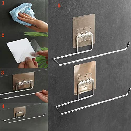 Akingshop Paper Towel Holders, Paper Towel Holder Under Cabinet, Adhesive Paper Towel Holders, Stainless Steel Paper Towel Holder, Paper Towel Rack for Kitchen (2PCS)