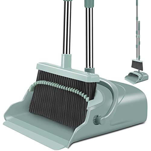 kelamayi Broom and Dustpan Set for Home，Broom and Dustpan Set, Broom Dustpan Set, Broom and Dustpan Combo for Office, Stand Up Broom and Dustpan (Green)