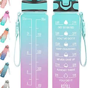 Enerbone 32 oz Water Bottle with Times to Drink and Straw, Motivational Drinking Water Bottles with Carrying Strap, Leakproof BPA & Toxic Free, Ensure You Drink Enough Water for Fitness Gym Outdoor