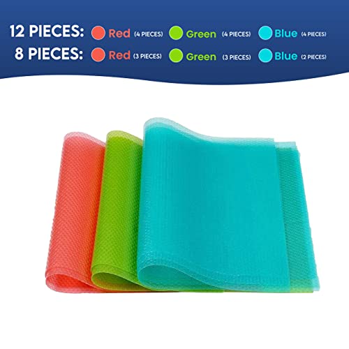 Ragnify Refrigerator Liners Washable, Non-Stick Fridge Shelf Mat Liners for Easy Cleaning & Endurance, Oil-Proof Multi-Purpose in Pleasing Colors (Pack of 12)