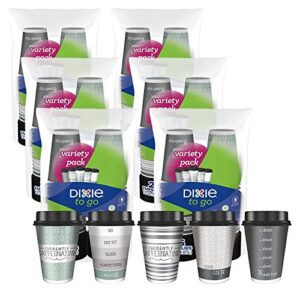 dixie to go disposable hot beverage paper coffee cups with lids, 12 oz, 156 count, assorted designs