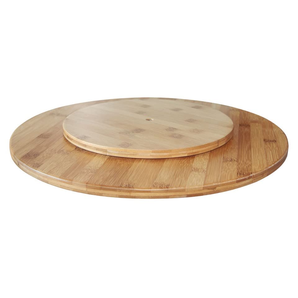 Bamboo Lazy Susan Spinning Turntable for Kitchen Storage and Table (21 inch)