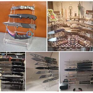 2 Sets Eight Layers Heavy Duty acrylic Knife Display Stands,Pocket Knives Easel Holder,Hunting Survival Knife Rack