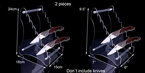 2 Sets Eight Layers Heavy Duty acrylic Knife Display Stands,Pocket Knives Easel Holder,Hunting Survival Knife Rack