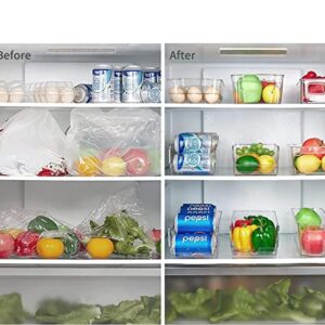 LUXHOUSE 2 Pack Refrigerator Organizer Bin Pop Soda Can Beverage Holder for Fridge, Freezer, Kitchen Countertops, Cabinets - Clear Plastic Can Dispenser, Fruit,Veggie,Canned Food Pantry Storage Rack