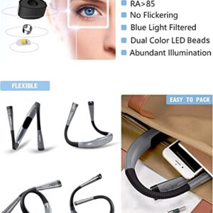 Glocusent LED Neck Reading Light, Book Light for Reading in Bed, 3 Colors, 6 Brightness Levels, Bendable Arms, Rechargeable, Long Lasting, Perfect for Reading, Knitting, Camping, Repairing