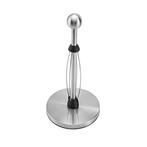 Kamenstein Perfect Tear Low Profile Stainless Steel Countertop Paper Towel Holder, Ball Finial, One Handed Pull, No Unraveling, Weighted Base Prevents Tipping, 13 Inch