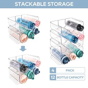 upmd Wine and Water Bottle Organizer Holder, 4 Pack Stackable Bottle Holder Rack for Cabinet, Kitchen Countertop, Home Organization Holds 12 Bottles