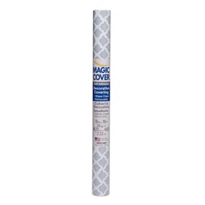 magic cover self-adhesive vinyl shelf and drawer liner, 18″ x 16′, talisman glacier gray