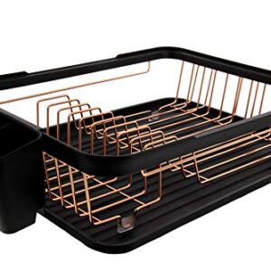 Cuisinart Wire Dish Drying Rack and Tray Set – 3 Piece Set Includes Wire Dish Drying Rack, Utensil Caddy, and Draining Board – Measures 19 x 12.75 x 4.25 Inches – Matte Black/Copper Wire