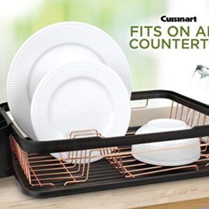 Cuisinart Wire Dish Drying Rack and Tray Set – 3 Piece Set Includes Wire Dish Drying Rack, Utensil Caddy, and Draining Board – Measures 19 x 12.75 x 4.25 Inches – Matte Black/Copper Wire