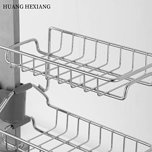 Faucet Storage Rack，Holder Sink Caddy Organizer for Kitchen & Bathroom Accessories， Stainless Steel Storage Rack，Sink Organizer for Soap Sponge Brush Scrubber Sink Caddy Organizer (Double layer)