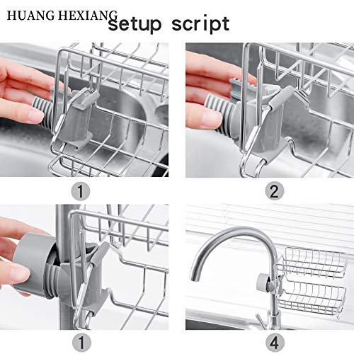 Faucet Storage Rack，Holder Sink Caddy Organizer for Kitchen & Bathroom Accessories， Stainless Steel Storage Rack，Sink Organizer for Soap Sponge Brush Scrubber Sink Caddy Organizer (Double layer)