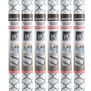 Duck EasyLiner Adhesive Laminate Prints Shelf Liner, Gray Quatrefoil, 20 in. x 15 ft, 6 Rolls