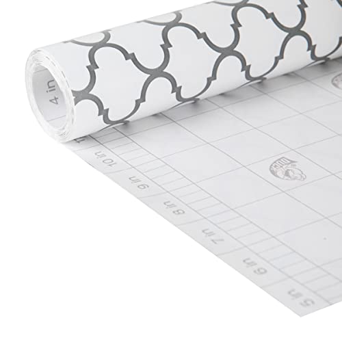 Duck EasyLiner Adhesive Laminate Prints Shelf Liner, Gray Quatrefoil, 20 in. x 15 ft, 6 Rolls