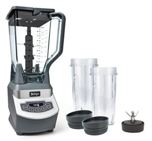 ninja bl660 professional compact smoothie & food processing blender, 1100-watts, 3 functions for frozen drinks, smoothies, sauces, & more, 72-oz.* pitcher, (2) 16-oz. to-go cups & spout lids, gray