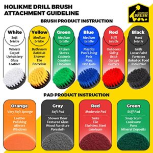 Holikme 4Pack Drill Brush Power Scrubber Cleaning Brush Extended Long Attachment Set All Purpose Drill Scrub Brushes Kit for Grout, Floor, Tub, Shower, Tile, Bathroom and Kitchen Surface，Yellow