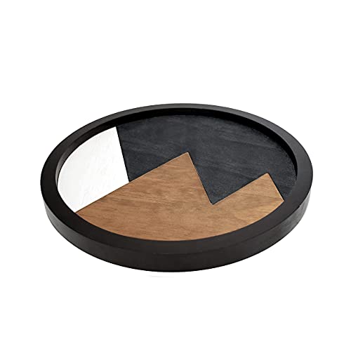 HOME BREEZES Mountain Wood Lazy Susan Wooden Turntable-14 inches Diameter-Table Top Rotating Serving Tray. Round Tray for Dinning Room, Living Room, Kitchen.