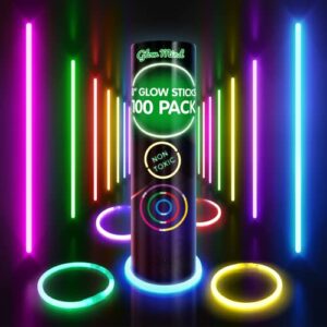 100 ultra bright glow sticks bracelets and necklaces – halloween glow in the dark party supplies decorations – bulk 8″ glowsticks party favors pack