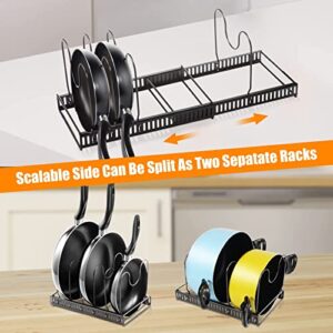 Expandable Pot Rack Organizer, Pot and Pan Organizer for Cabinet, Pot Lid Organizer with 3 DIY Methods, Pot Rack Organizer with 7 Tiers, Pot Organizer Deep U-shaped Design with 1pc Cleaning Cloth