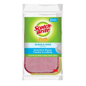 scotch-brite dobie scrub & wipe cloth, 2 cloths