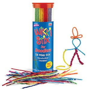 wikkistix sensory fidget toy, arts and crafts for kids, non-toxic, waxed yarn, 6 inch, reusable molding and sculpting sticks, american, assorted colors, 24 count (pack of 1), multi