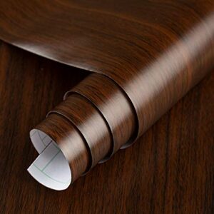 bayya dark brown wood grain contact paper waterproof peel and stick wallpaper black walnut furniture sticker for kitchen cabinet table floor shelf drawer liner self-adhesive vinyl film wall covering