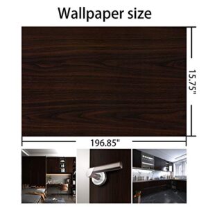 BAYYA Dark Brown Wood Grain Contact Paper Waterproof Peel and Stick Wallpaper Black Walnut Furniture Sticker for Kitchen Cabinet Table Floor Shelf Drawer Liner Self-Adhesive Vinyl Film Wall Covering