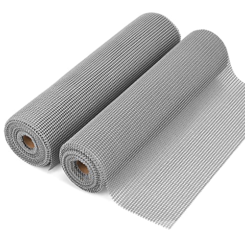 BAKHUK Grip Shelf Liner, 2 Rolls of Non-Adhesive 17 Inch x 25 Feet Cabinet Liner Durable Organization Liners for Kitchen Cabinets Drawers Cupboards Bathroom Storage Shelves (Gray)