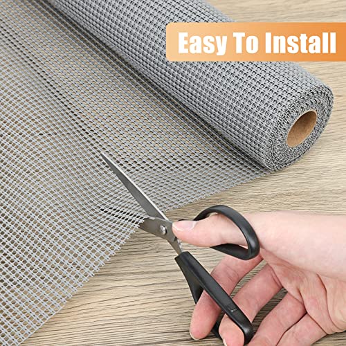 BAKHUK Grip Shelf Liner, 2 Rolls of Non-Adhesive 17 Inch x 25 Feet Cabinet Liner Durable Organization Liners for Kitchen Cabinets Drawers Cupboards Bathroom Storage Shelves (Gray)