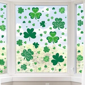 st patricks day window clings, shamrock stickers for st patricks day decorations, 109 pcs reusable static spring window clings decor