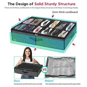 Onlyeasy Sturdy Under Bed Shoe Storage Organizer, Set of 2, Fits Total 24 Pairs, Underbed Shoes Closet Storage Solution with Clear Window, Breathable, 29.3"x23.6"x5.9", Linen-like Black, MXAUBSB2P