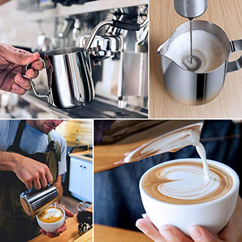 Milk Frothing Pitcher 350ml 600ml 900ml 1500ml 2000m(12oz 20oz 32oz 50oz 66oz)Steaming Pitchers Stainless Steel Milk Coffee Cappuccino Latte Art Barista Steam Pitchers Milk Jug Cup with Decorating Pen