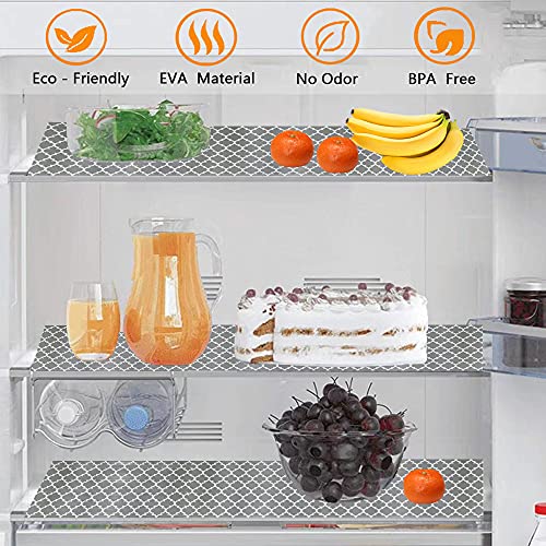 Shelf Liner Kitchen Drawer Mats, Non Adhesive EVA Material with Refrigeator Liners,Waterproof Durable Fridge Table Place Mats for Cupboard, Cabinets, Drawer Liner, Bathroom-Gray,11.8''x59''(1roll)