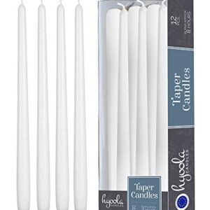 Hyoola 12 Pack Tall Taper Candles - 10 Inch White Dripless, Unscented Dinner Candle - Paraffin Wax with Cotton Wicks - 8 Hour Burn Time