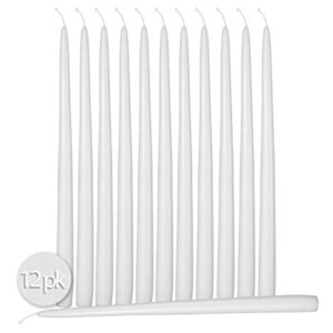 Hyoola 12 Pack Tall Taper Candles - 10 Inch White Dripless, Unscented Dinner Candle - Paraffin Wax with Cotton Wicks - 8 Hour Burn Time